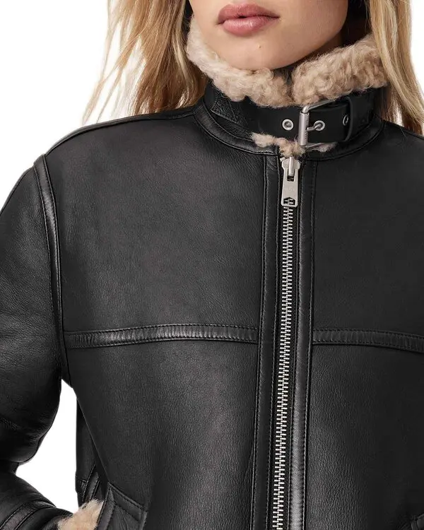 ALLSAINTS Lorel Shearling Flying Jacket - Black/natural