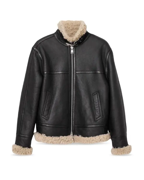 ALLSAINTS Lorel Shearling Flying Jacket - Black/natural