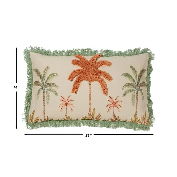 ROSELLI Jungle Tufted & Embroidered Decorative Pillow, 14 X 21