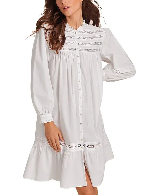 Eileen West Short Long Sleeve Ballet Nightgown Robe - White