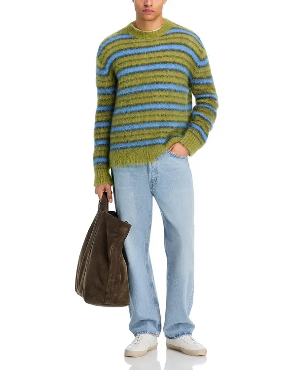 Marni Striped Mohair-blend Crewneck Sweater - Acid