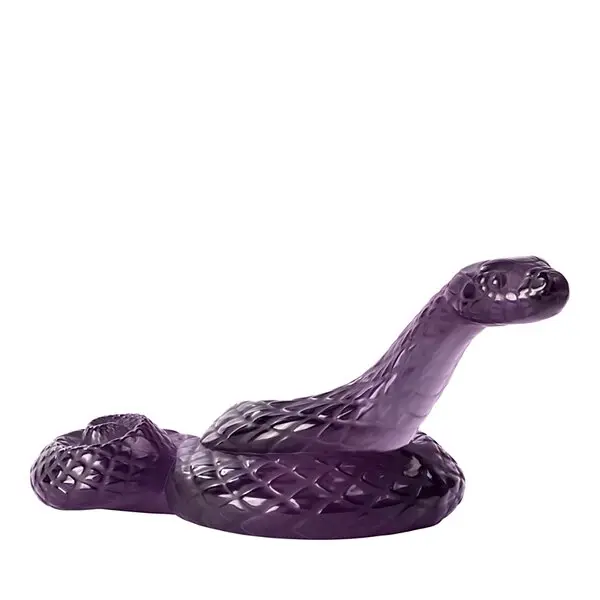 Lalique Snake Head Up Sculpture - Purple