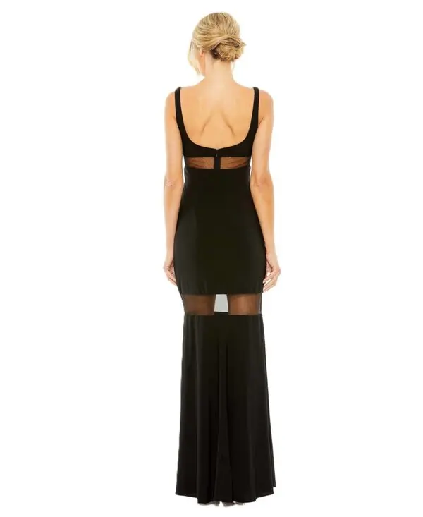 Mac Duggal Sheer Panel Column Gown