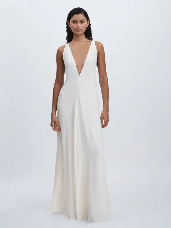 Significant Other Crinkle-satin Maxi Dress - Ivory