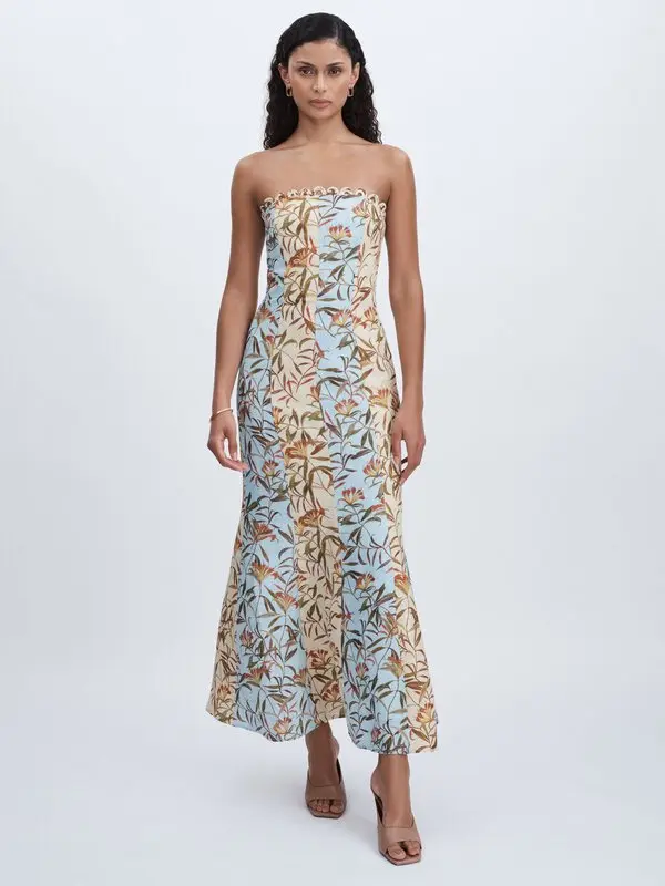 Tabitha Linen-blend Floral Print Midi Dress