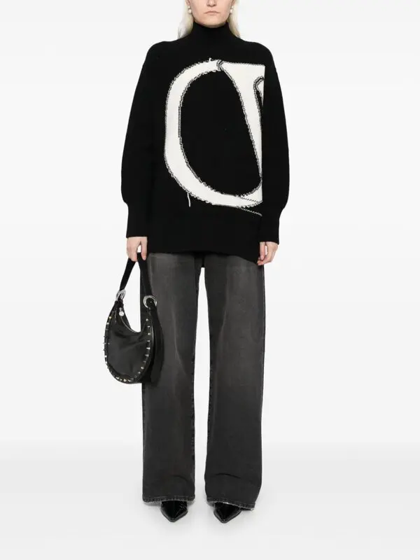 Off-White Maxi Logo Turtleneck Sweater - Black