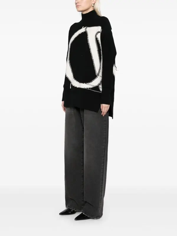 Off-White Maxi Logo Turtleneck Sweater - Black