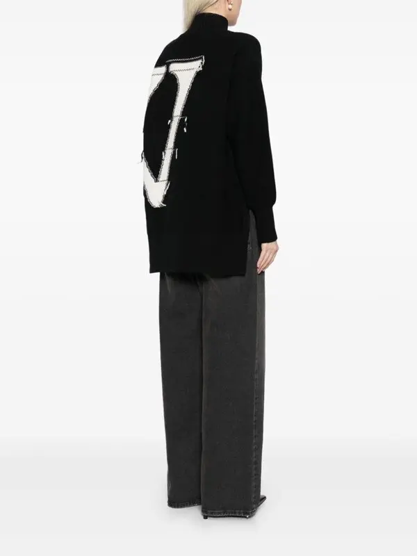 Off-White Maxi Logo Turtleneck Sweater - Black