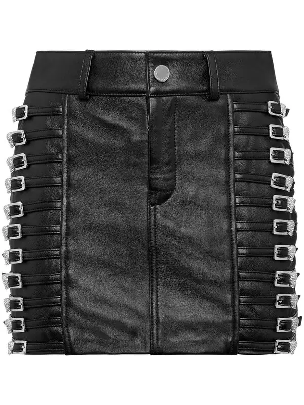 Philipp Plein Crystal-embellished Mini Leather Skirt
