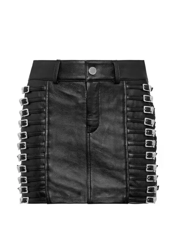 Philipp Plein Crystal-embellished Mini Leather Skirt - Black
