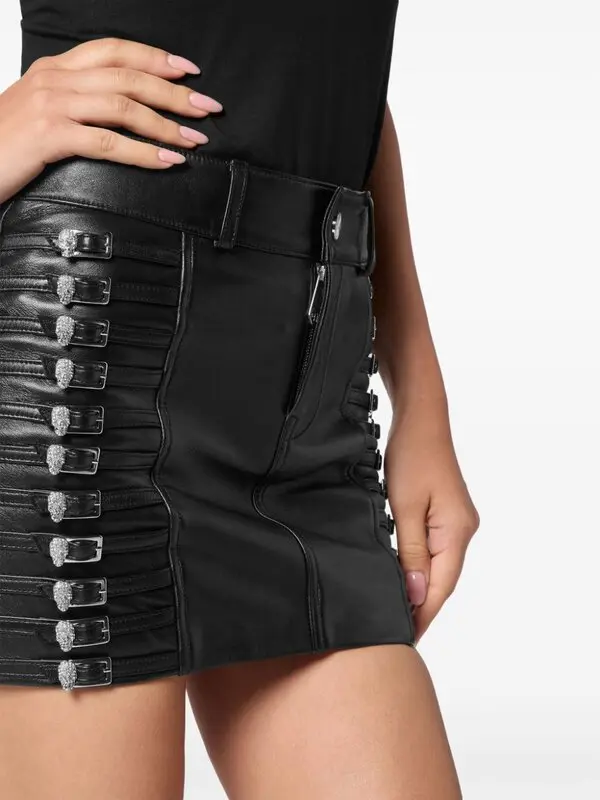 Philipp Plein Crystal-embellished Mini Leather Skirt