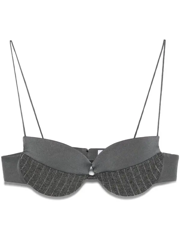 Alex Perry Pinstripe Bra Top - Grey