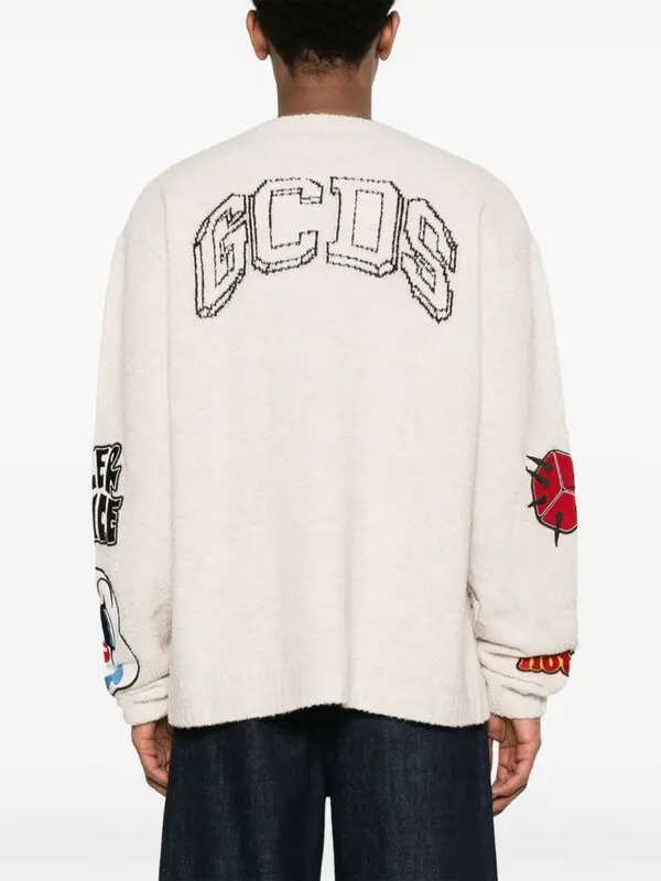 Gcds Patch-detailing Bouclé Sweater