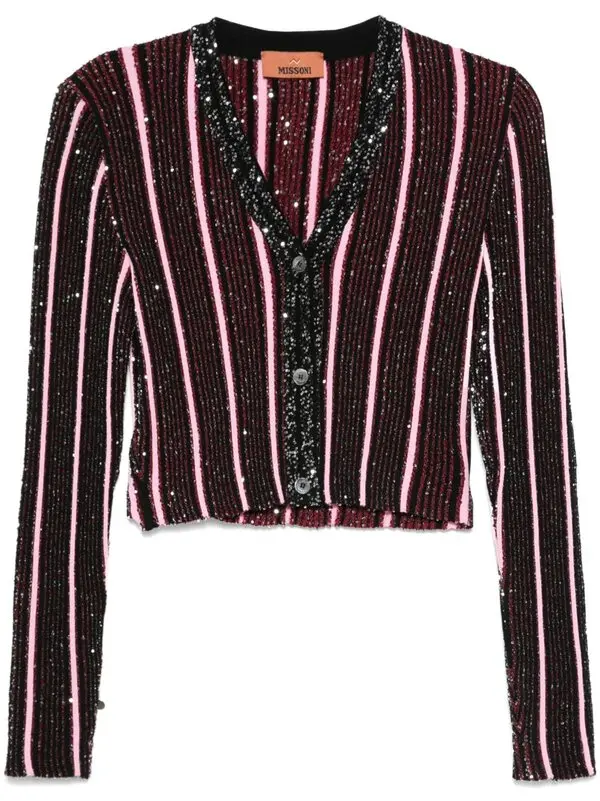 Missoni Sequined Ribbed Knit Cardigan - Black