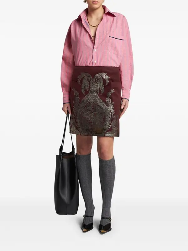 Etro Printed Metallic-effect Mini Skirt - Red