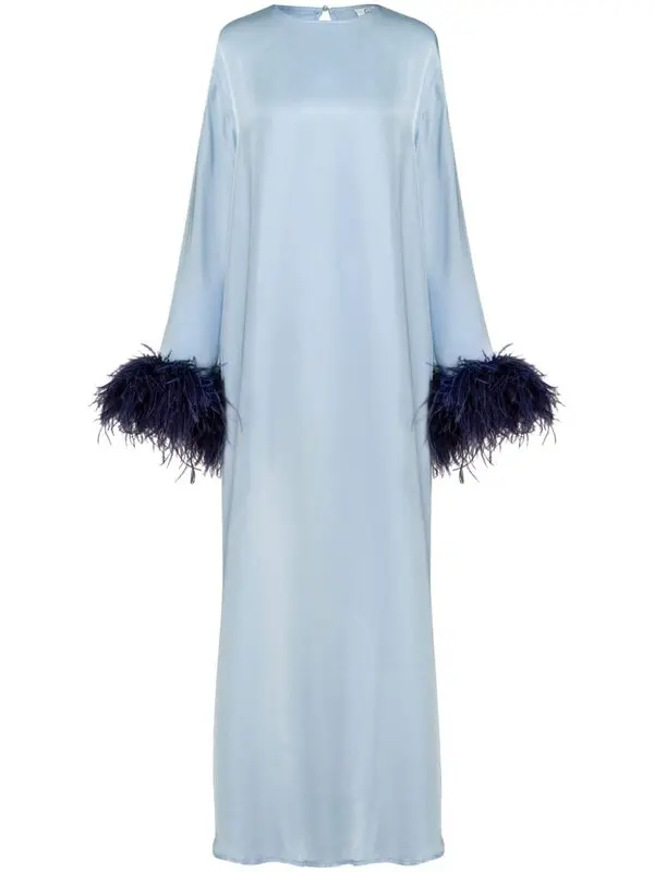 Sleeper Suzi Maxi Dress With Feathered Cuffs - Blue
