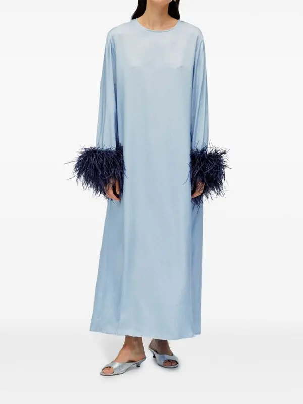 Sleeper Suzi Maxi Dress With Feathered Cuffs - Blue