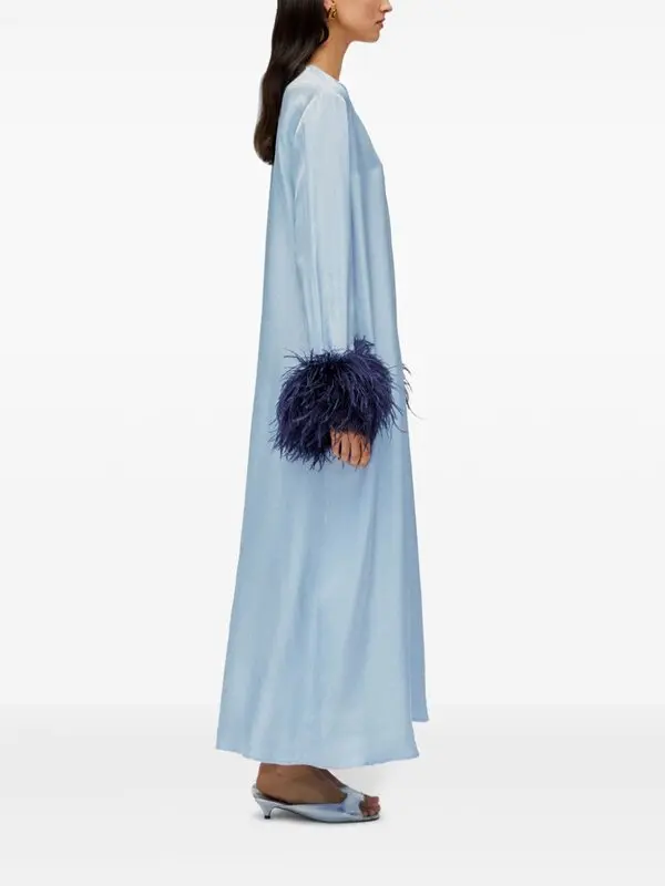 Sleeper Suzi Maxi Dress With Feathered Cuffs - Blue