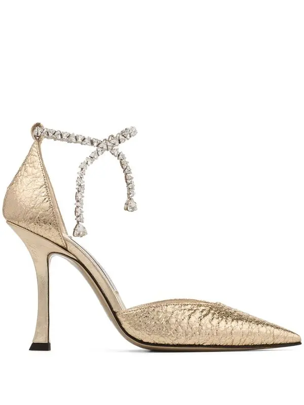 JIMMY CHOO Stevie 100mm Metallic Pumps - Gold