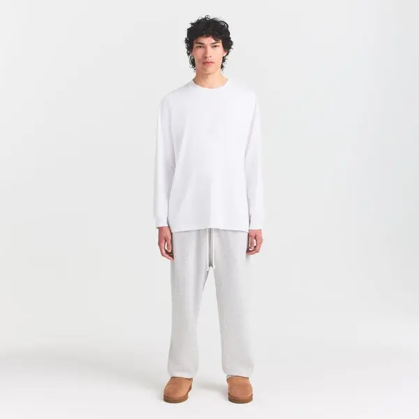 SKIMS Relaxed Long Sleeve T Shirt | | Heavyweight Cotton - Chalk