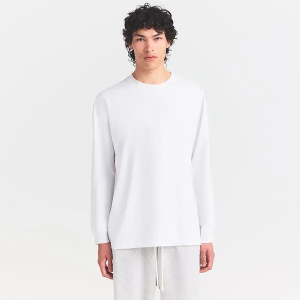SKIMS Relaxed Long Sleeve T Shirt | | Heavyweight Cotton - Chalk