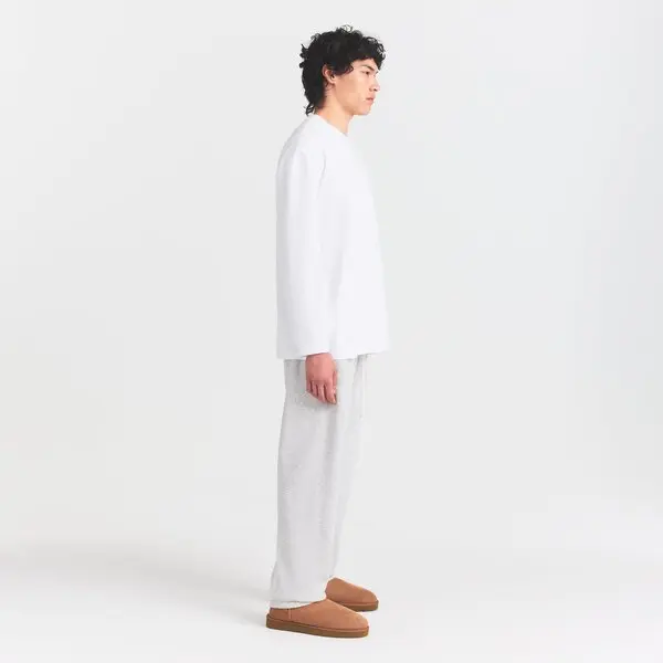 SKIMS Relaxed Long Sleeve T Shirt | | Heavyweight Cotton - Chalk