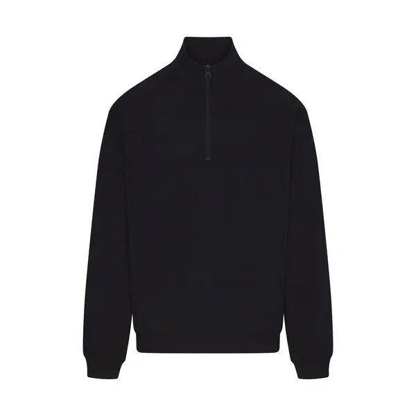 SKIMS Jersey Lounge Relaxed Quarter Zip Pullover - Obsidian