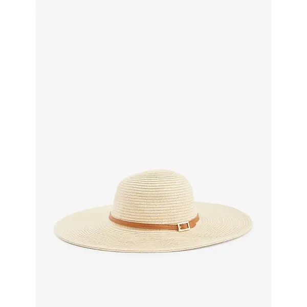 Melissa Odabash White Hat with Tan Band Melissa Odabash Jemima Wide Brim Sun Hat – Melmira Bra  main image 3