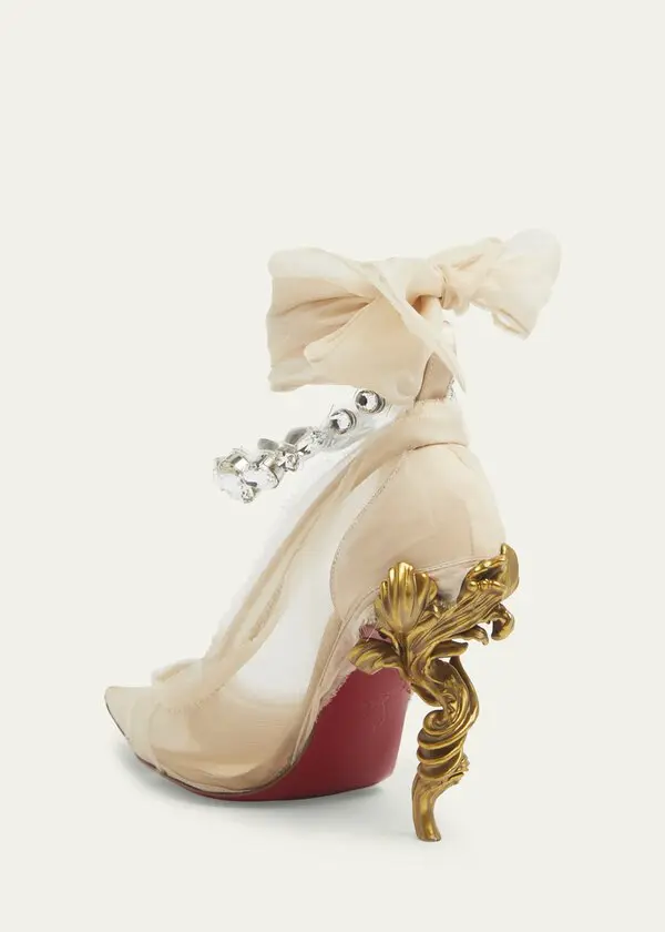 Christian Louboutin Belle Jewels Ankle-Tie Pumps Blush