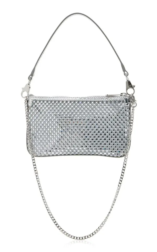 CHRISTIAN LOUBOUTIN Loubila Mini Crystal Shoulder Bag - Silver