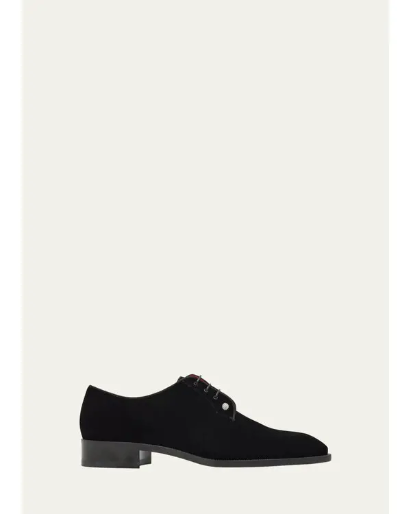 CHRISTIAN LOUBOUTIN Chambeliss Night Strass Velvet Derby Shoes - Black