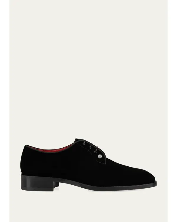 CHRISTIAN LOUBOUTIN Chambeliss Night Strass Velvet Derby Shoes - Black