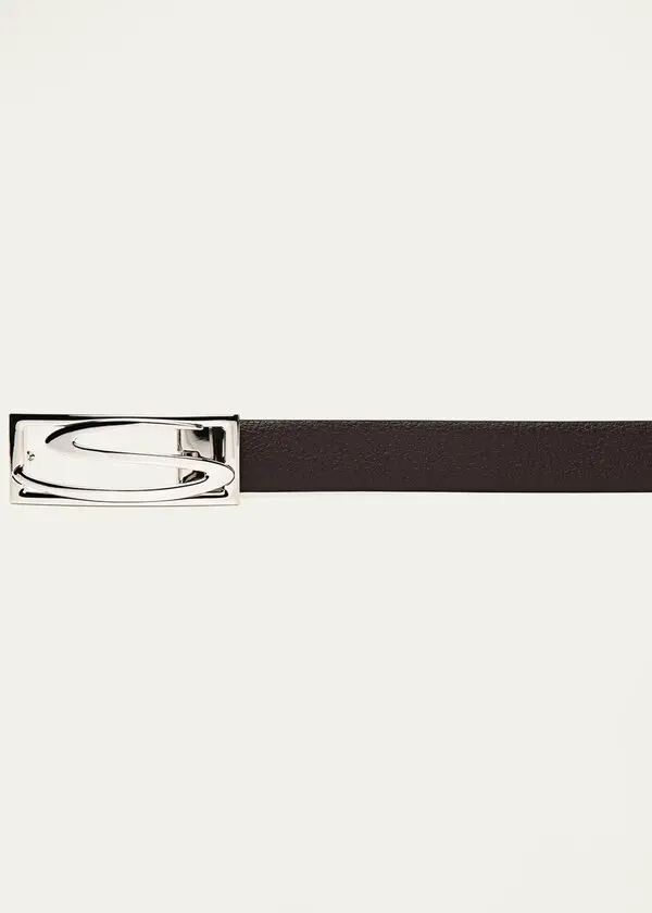 Santoni Rectangle S-buckle Reversible Leather Belt