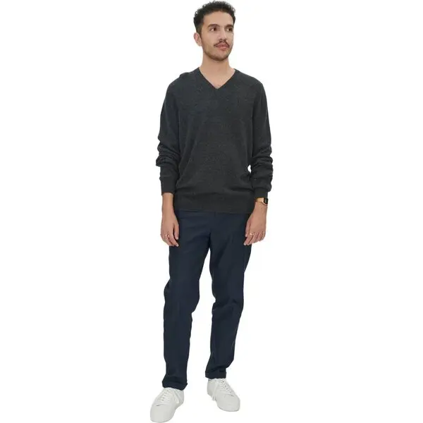 Gobi Cashmere Essential V-neck Cashmere Sweater - Charcoal