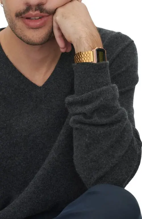 Gobi Cashmere Essential V-neck Cashmere Sweater - Charcoal