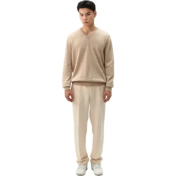 Gobi Cashmere Essential V-neck Cashmere Sweater - Warm Grey