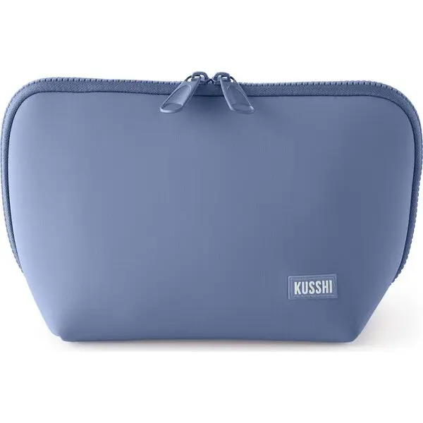 KUSSHI Neoprene Makeup Bag - Pearl Blue/sand Pink