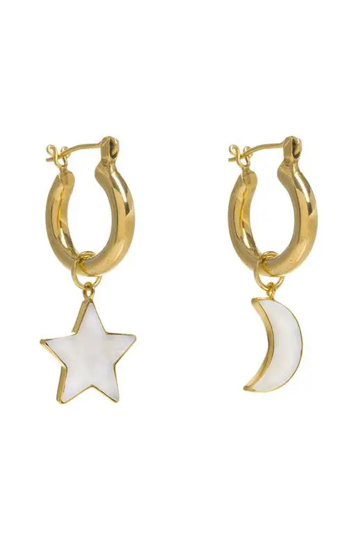 FREYA ROSE Mini Star And Moon Hoop Earrings - Gold