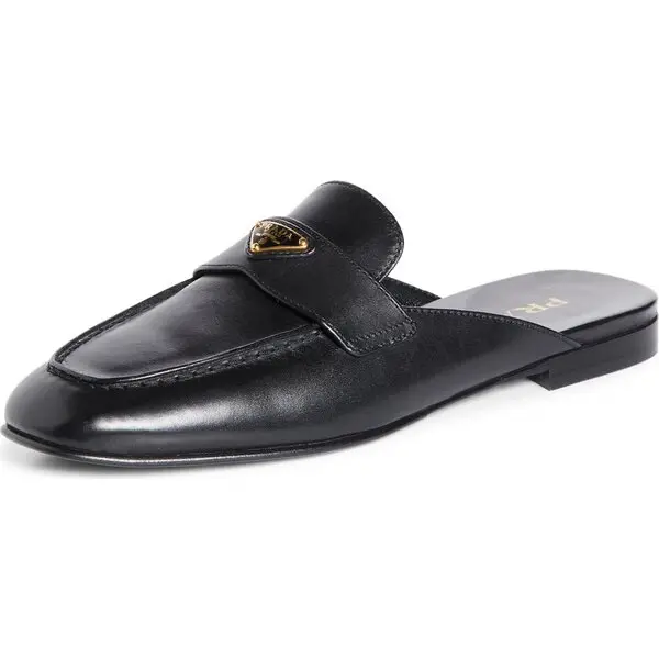 Prada Logo Loafer Mule - Nero