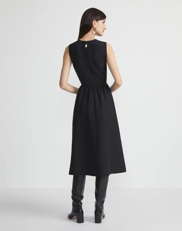 Lafayette 148 New York Wool-Silk Crepe A-Line Dress In Black - 50% Off |  Editorialist