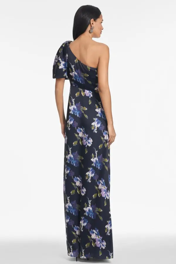 Sachin & Babi Chelsea Printed Crinkle Georgette Gown - Midnight Corsage