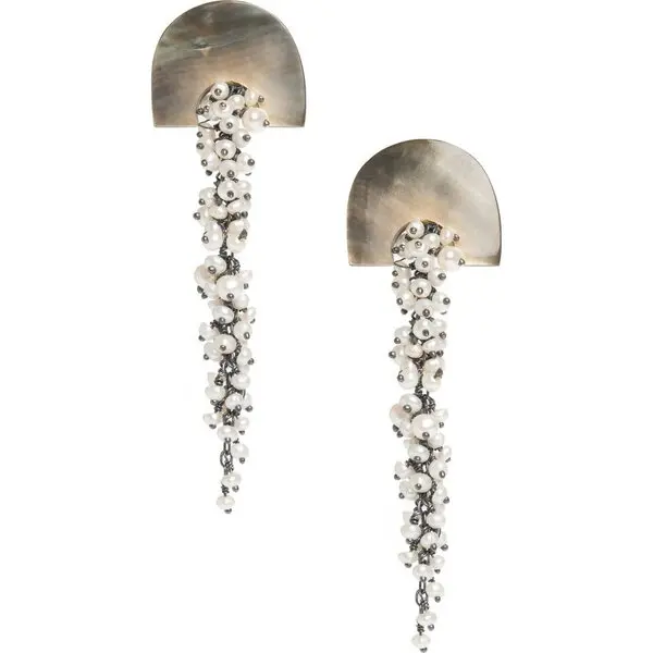 FREYA ROSE Hakuro Mother Of Pearl And Pearl Drop Earrings - Black