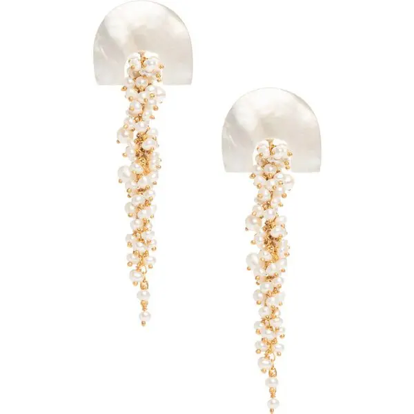 FREYA ROSE Hakuro Mother Of Pearl And Pearl Drop Earrings - Ivory