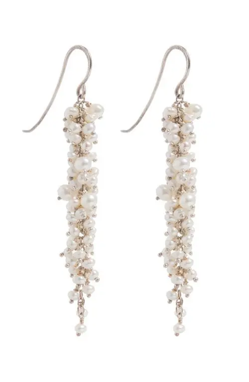 FREYA ROSE Delicate Pearl Drop Earrings - Silver