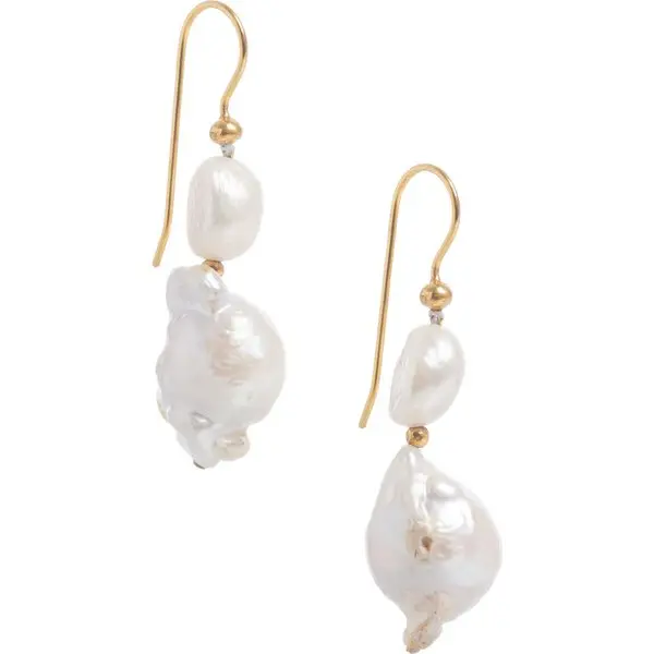 FREYA ROSE Baroque Pearl Drop Earrings - Gold