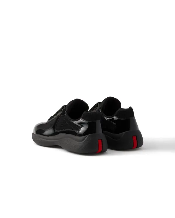 Prada Patent Leather And Technical Fabric America's Cup Sneakers - Black