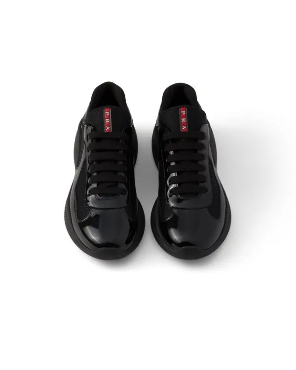 LINEA ROSSA Patent Leather And Technical Fabric America's Cup Sneakers - Black