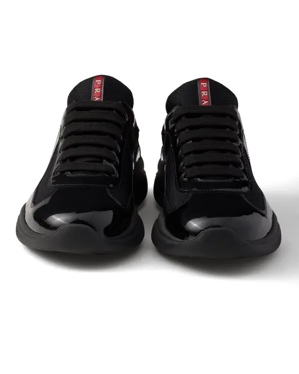 LINEA ROSSA Patent Leather And Technical Fabric America's Cup Sneakers - Black
