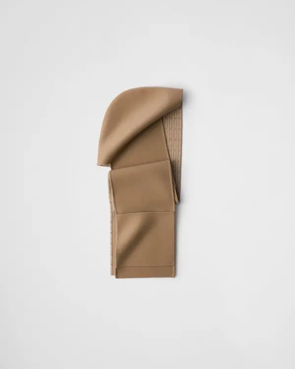 Prada Double Wool Hooded Scarf - Camel/white