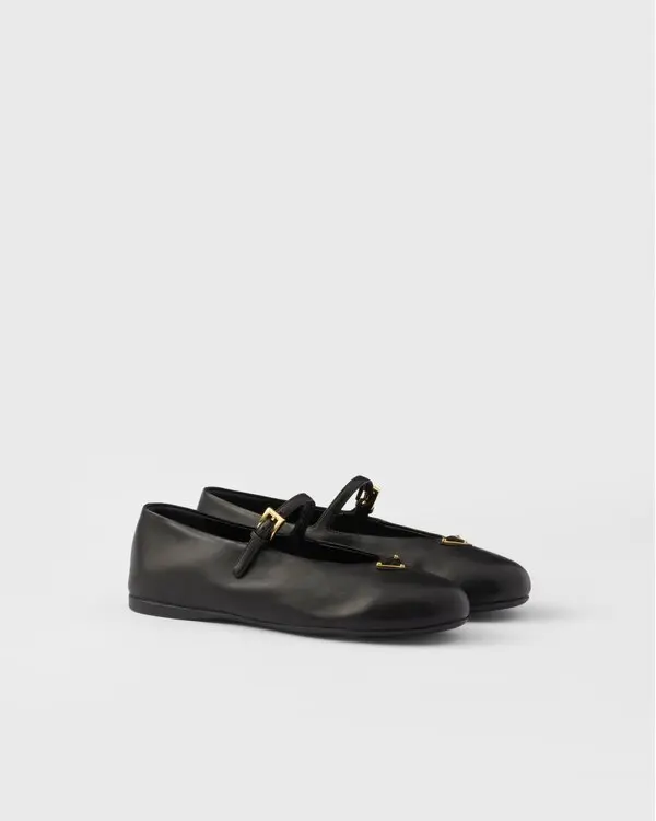 Prada Nappa Leather Ballerinas - Black